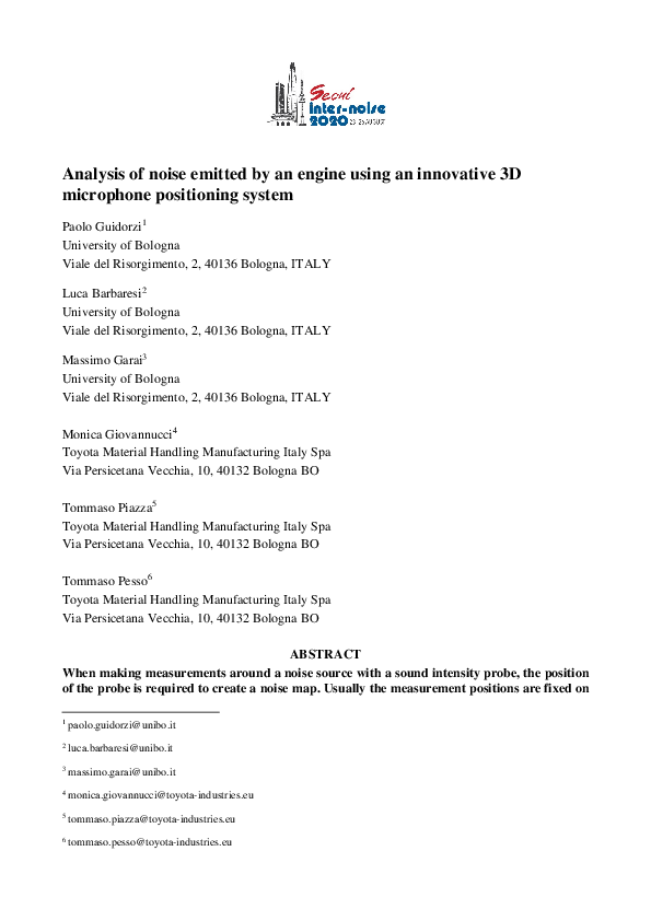 (PDF) Analysis of noise emitted by an engine using an innovative 3D ...