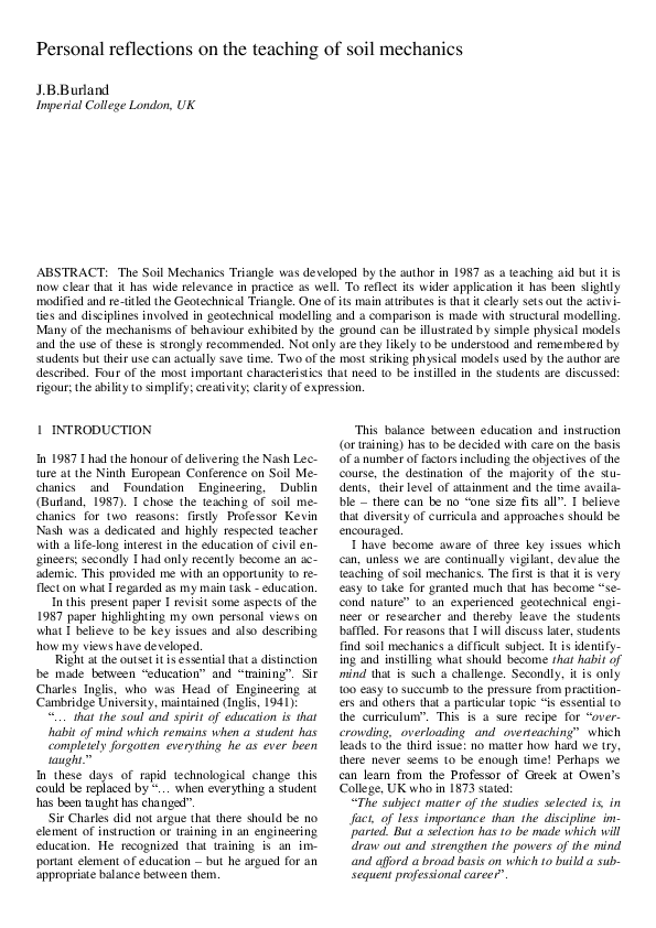 (PDF) Burland - Teaching of Soil Mechanics