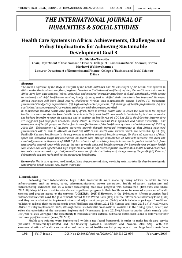 (PDF) Health Care Systems in Africa