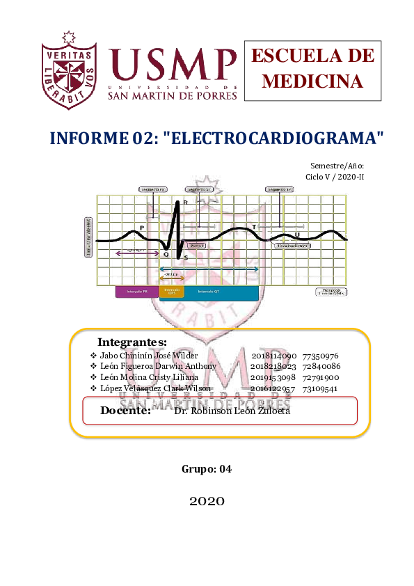 (PDF) INFORME 02: ELECTROCARDIOGRAMA