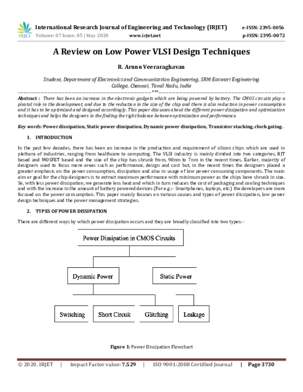 (PDF) IRJET- A Review on Low Power VLSI Design Techniques