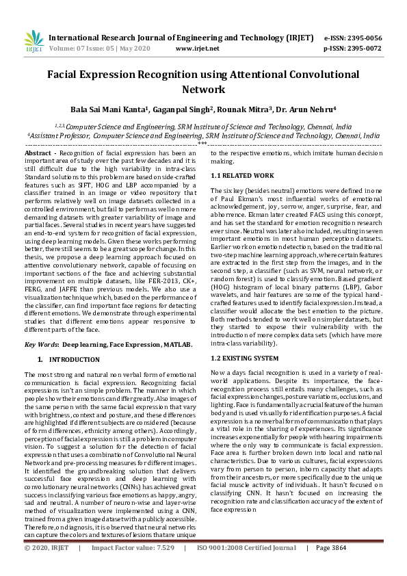 (PDF) Facial Expression Recognition using Attentional Convolutional Network