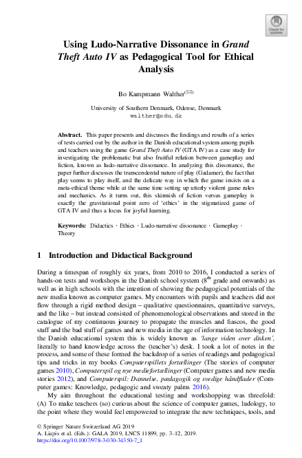 (PDF) Using Ludo-Narrative Dissonance in Grand Theft Auto IV as ...