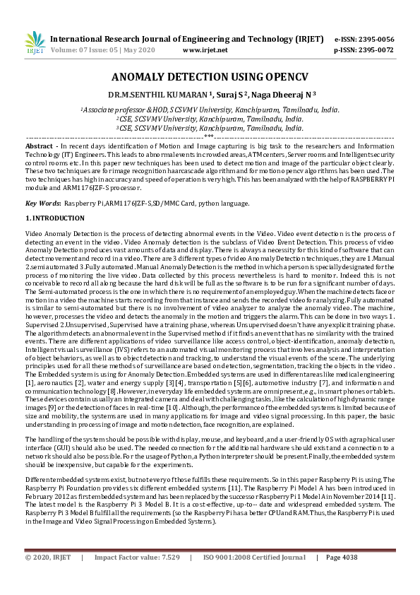 (PDF) IRJET- ANOMALY DETECTION USING OPENCV
