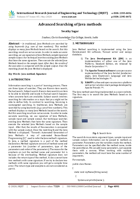 (PDF) Advanced Searching of Java methods