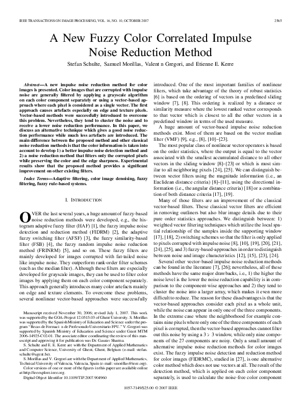(PDF) A New Fuzzy Color Correlated Impulse Noise Reduction Method