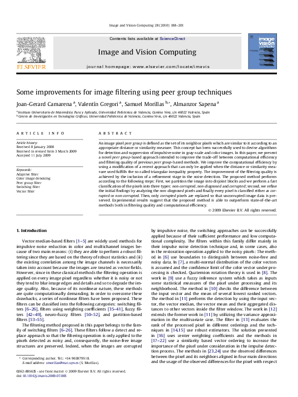 Pdf Some Improvements For Image Filtering Using Peer Group Techniques