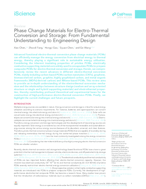 (PDF) Phase Change Materials for Electro-Thermal Conversion and Storage ...