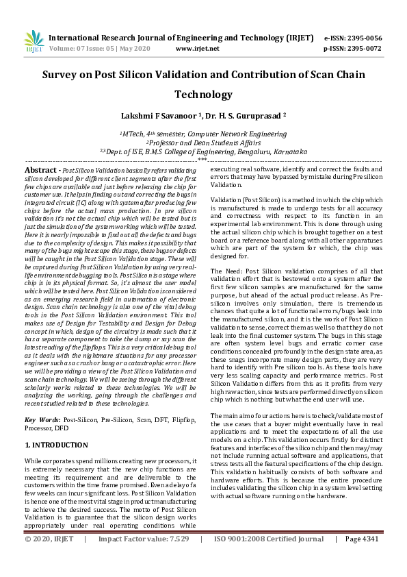 Pdf Survey On Post Silicon Validation And Contribution Of Scan Chain
