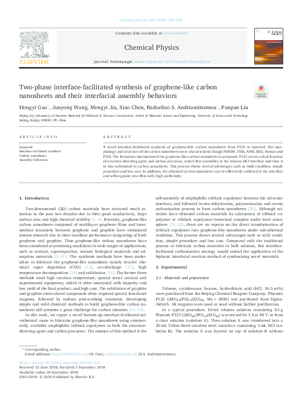 (PDF) Two-phase interface-facilitated synthesis of graphene-like carbon ...