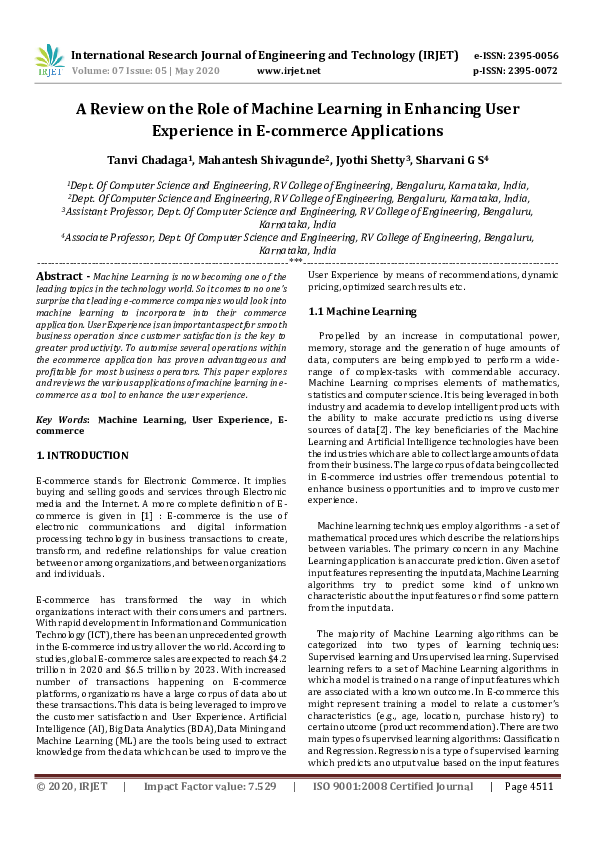 (PDF) A Review on the Role of Machine Learning in Enhancing User ...