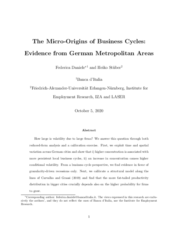 (PDF) The Micro-Origins of Business Cycles: Evidence from German ...