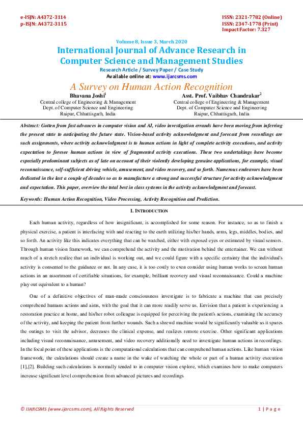 Pdf A Survey On Human Action Recognition