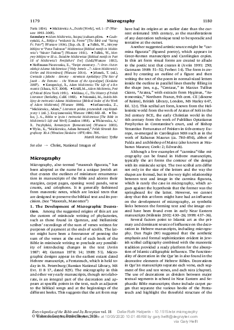 (PDF) Encyclopedia of the Bible and Its Reception vol 18 2020 Micrography