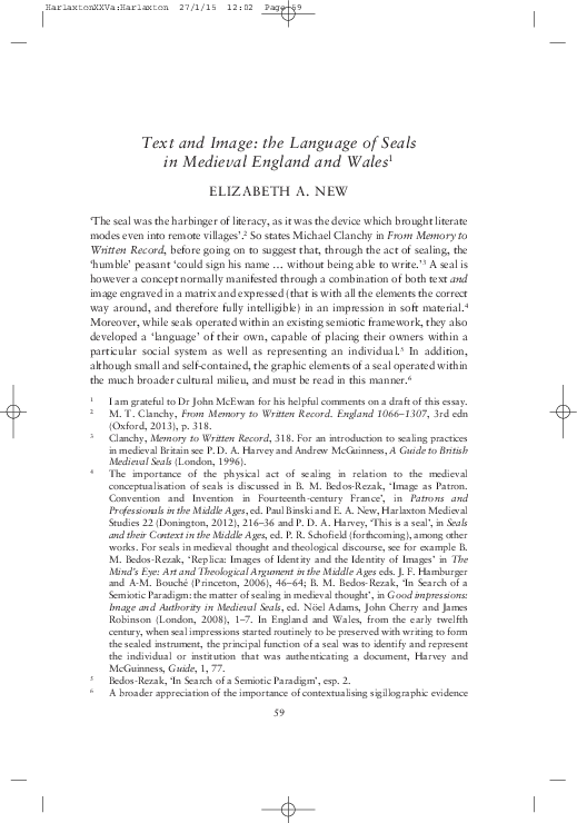 (PDF) ‘Text and image: the language of seals in medieval England and ...