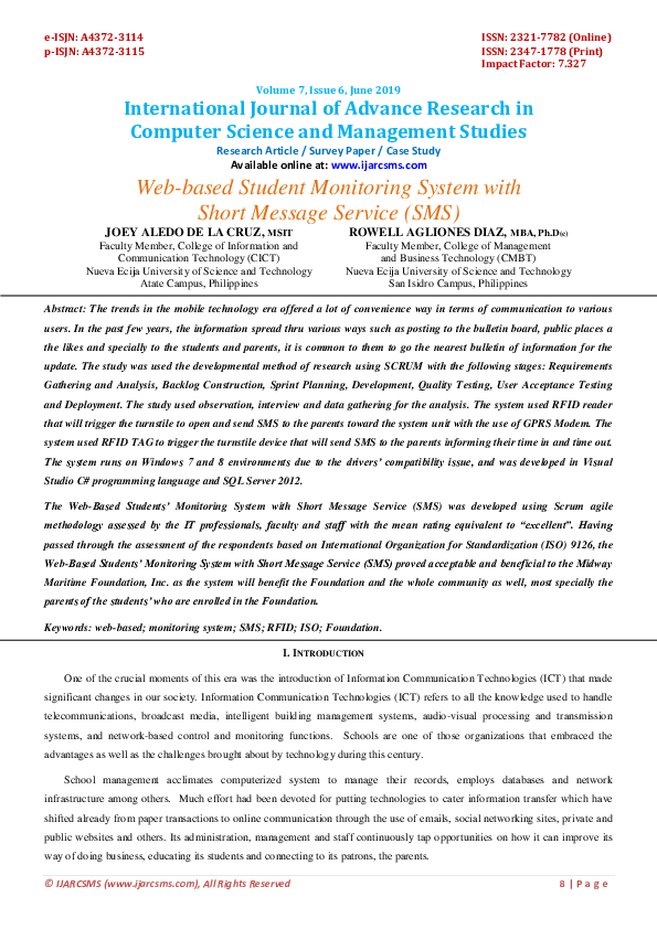 (PDF) Web-based Student Monitoring System with Short Message Service (SMS)