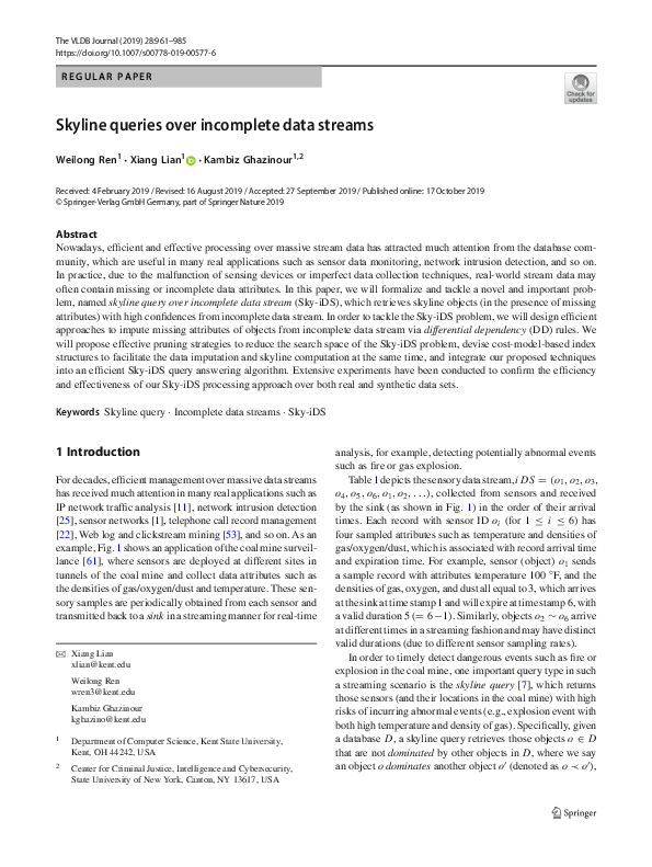 (PDF) Skyline queries over incomplete data streams