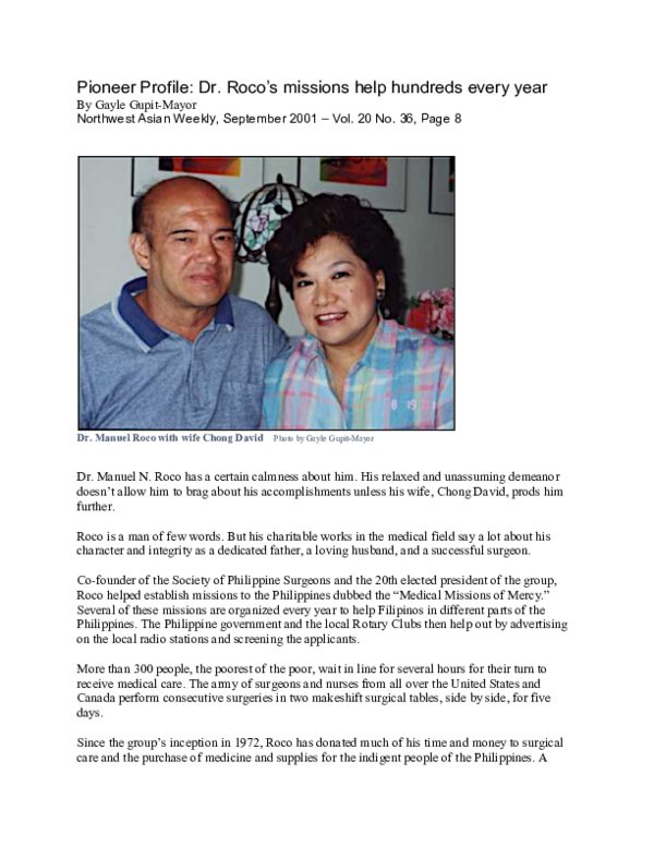 (PDF) Pioneer Profile: Dr. Manuel Roco's missions help hundreds every year