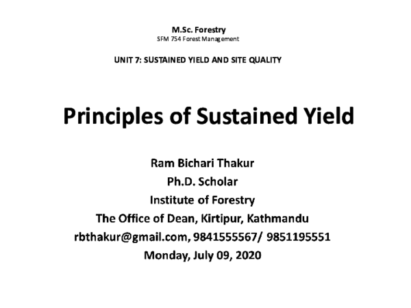(PPT) IoF M.Sc. Forest Management Sustained Yield