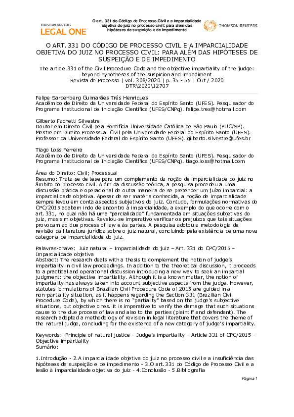 (PDF) O art. 331 do Código de Processo Civil e a imparcialidade ...