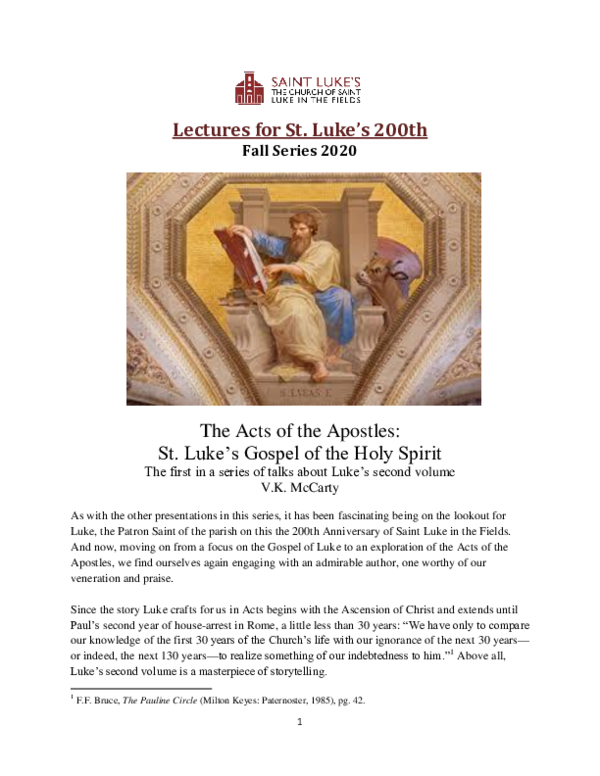 (PDF) "The Acts of the Apostles: Luke's Gospel of the Holy Spirit," by ...
