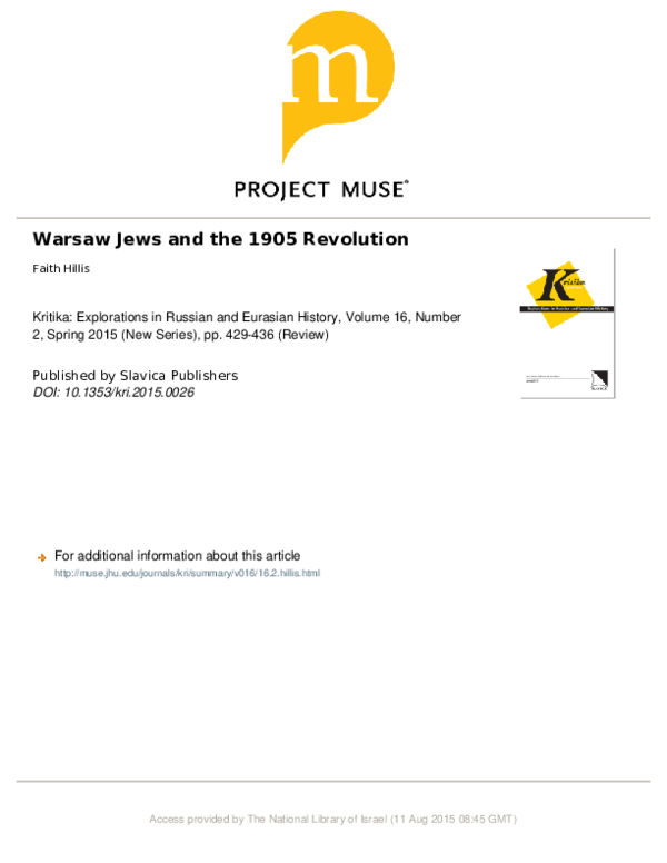 (PDF) Faith Hillis, Review of Barricades and Banners | Scott Ury ...