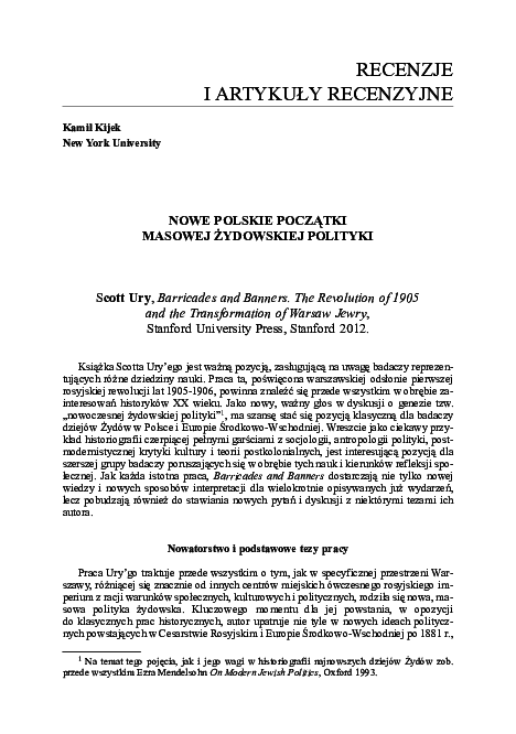 (PDF) Kamil Kijek, Review of Barricades and Banners | Scott Ury ...