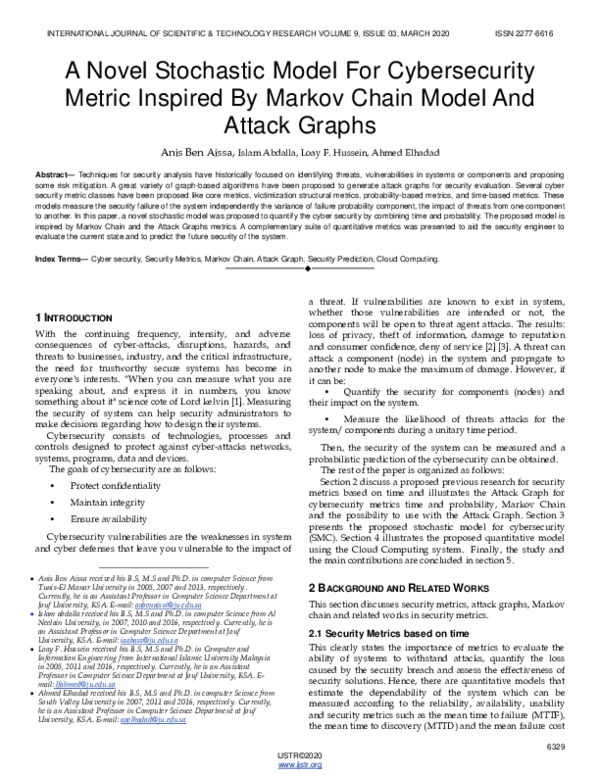 Pdf A Novel Stochastic Model For Cybersecurity Metric Inspired By