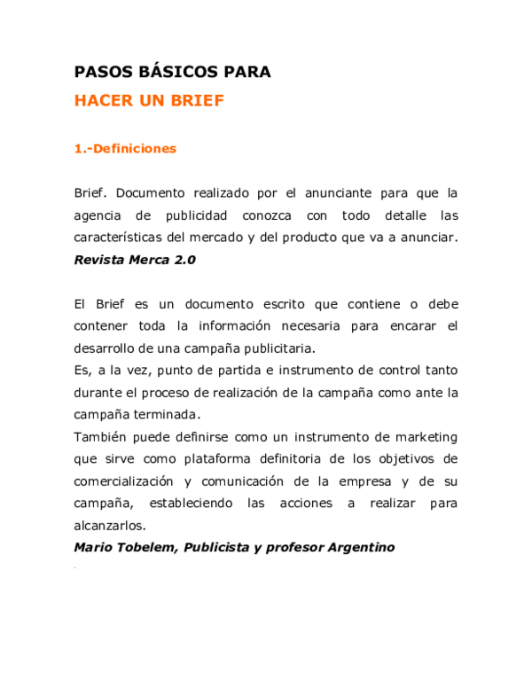 (PDF) PASOS BÁSICOS PARA HACER UN BRIEF