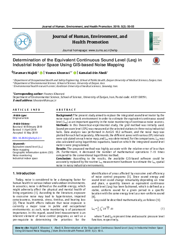 (PDF) Determination of the Equivalent Continuous Sound Level (Leq) in ...