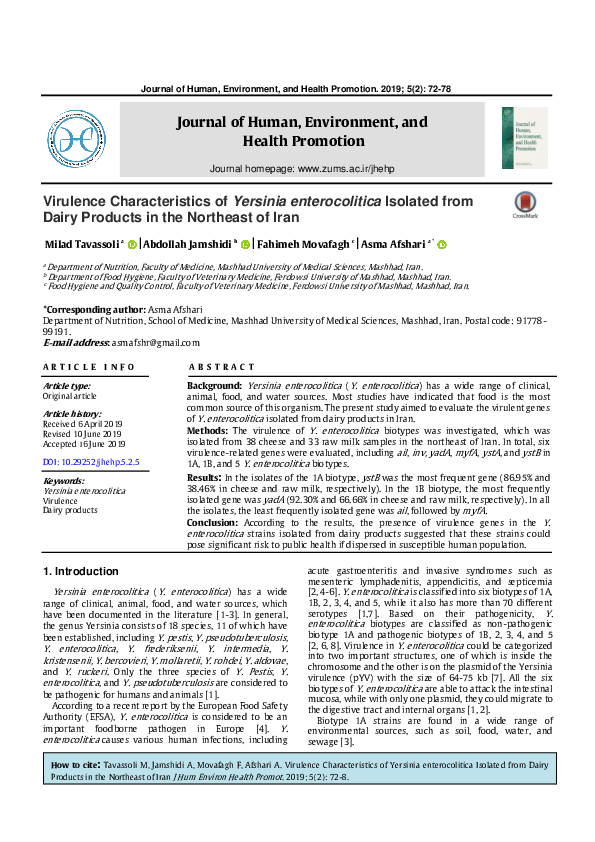 (PDF) Virulence Characteristics of Yersinia enterocolitica Isolated ...