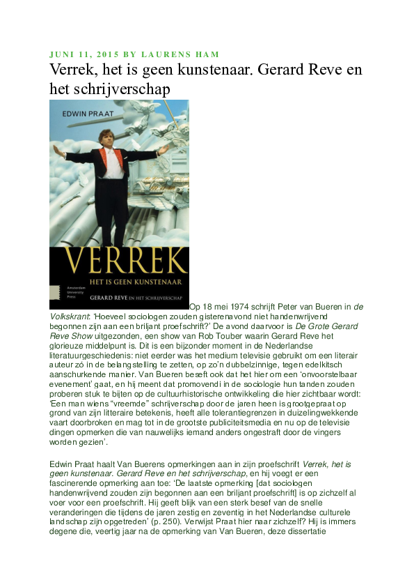 (PDF) Review of Edwin Praat, Verrek, het is geen kunstenaar. Gerard ...