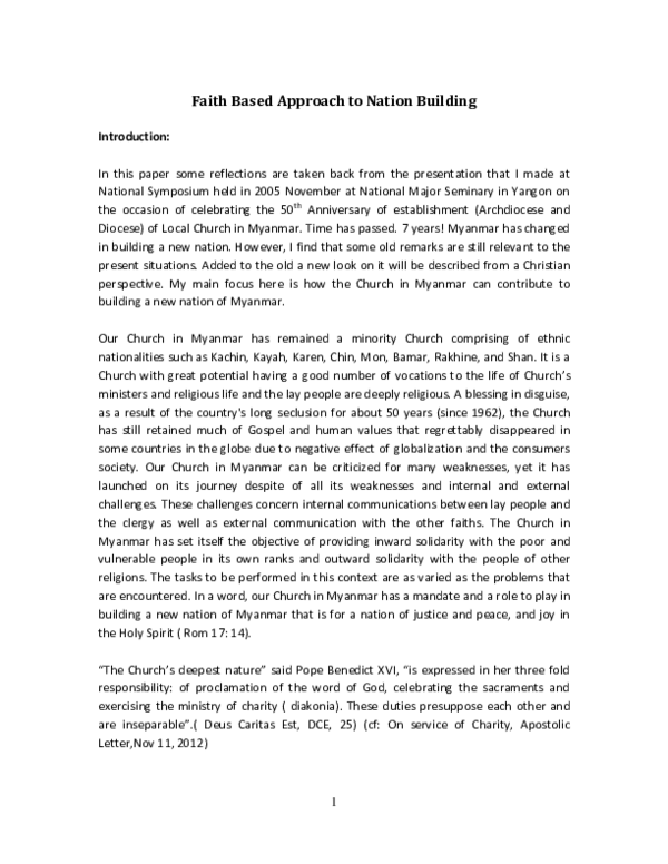 (PDF) Faith Based Approach to a Nation Building Myanmar