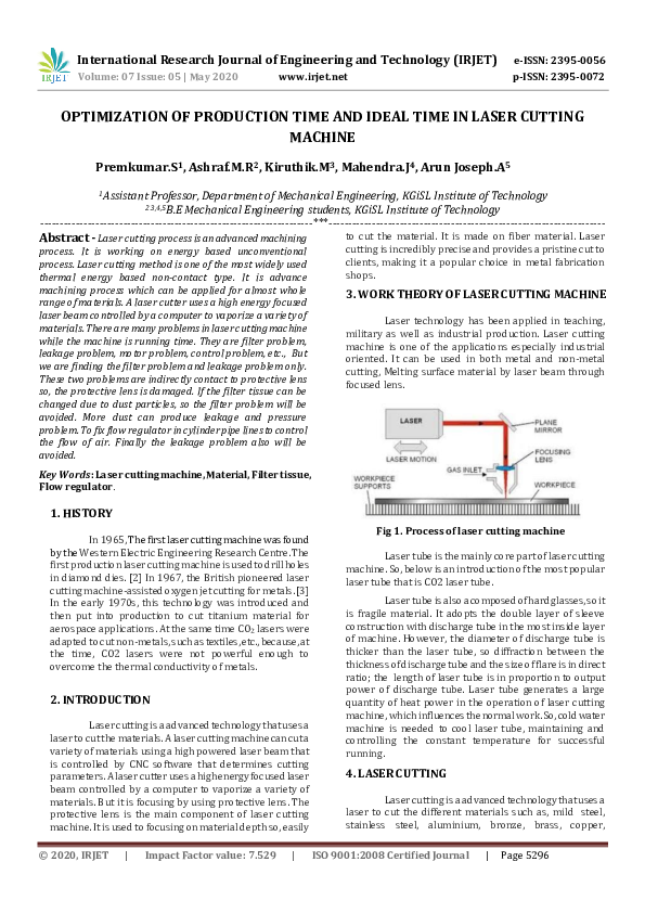 (PDF) IRJET- OPTIMIZATION OF PRODUCTION TIME AND IDEAL TIME IN LASER ...