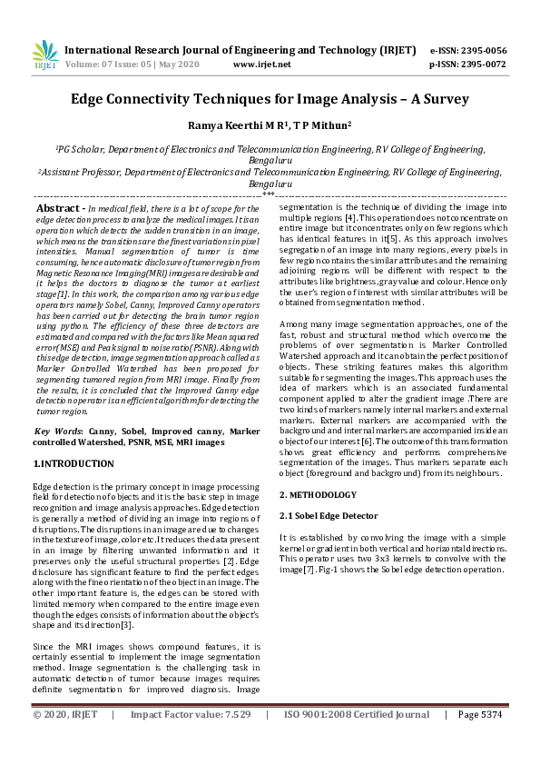 Pdf Irjet Edge Connectivity Techniques For Image Analysis A Survey