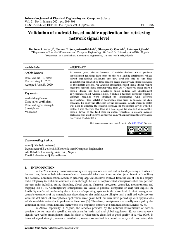 (PDF) Validation of android-based mobile application for retrieving network signal level