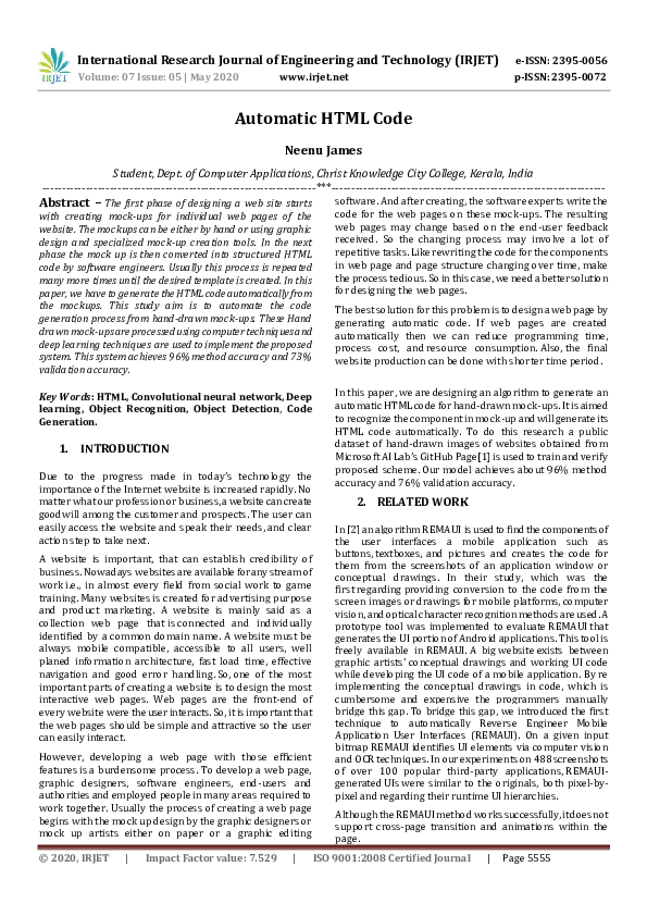 (PDF) IRJET- Automatic HTML Code