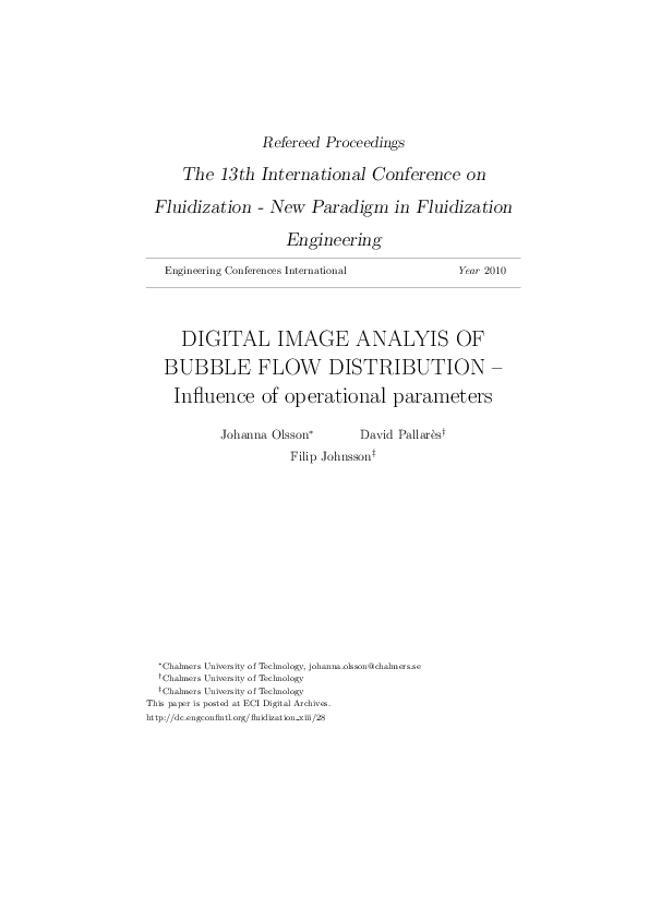 (PDF) DIGITAL IMAGE ANALYIS OF BUBBLE FLOW DISTRIBUTION–Influence of ...