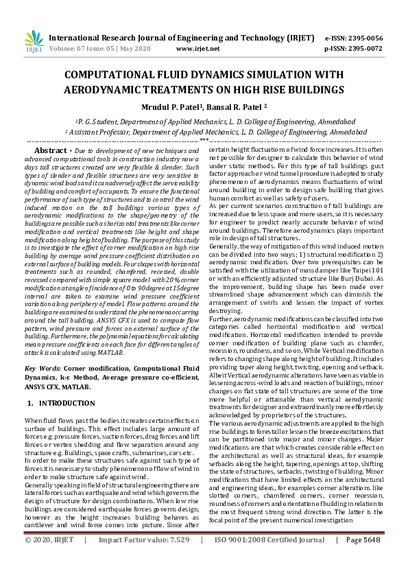 Pdf Irjet Computational Fluid Dynamics Simulation With Aerodynamic