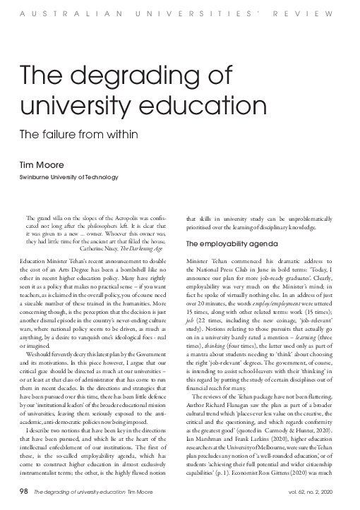 (PDF) The degrading of higher education - the failure from within