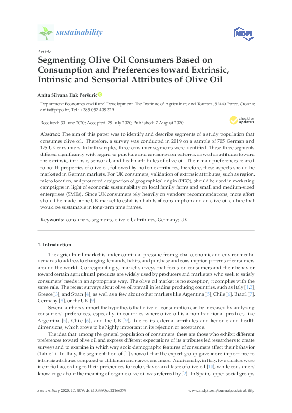 (PDF) Segmenting Olive Oil Consumers Based on Consumption and ...