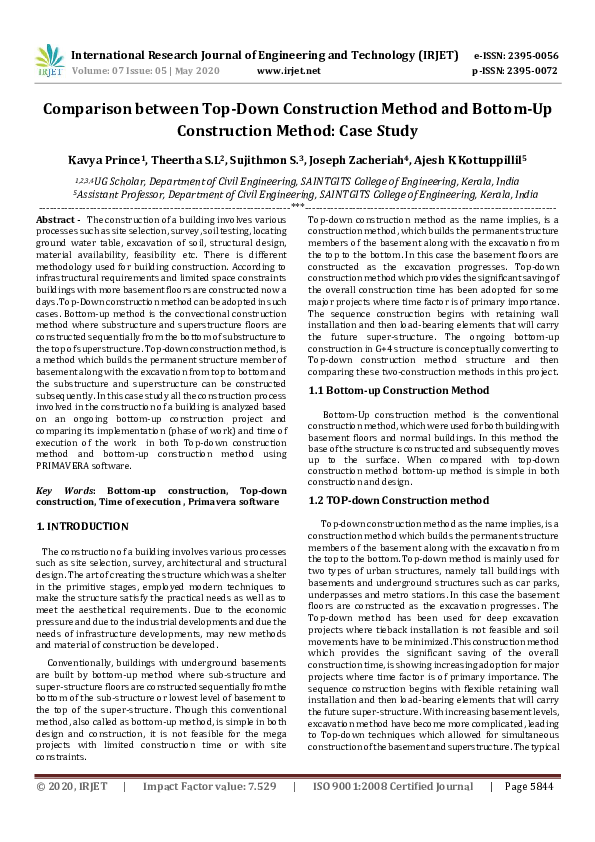 (PDF) IRJET- Comparison between Top-Down Construction Method and Bottom ...