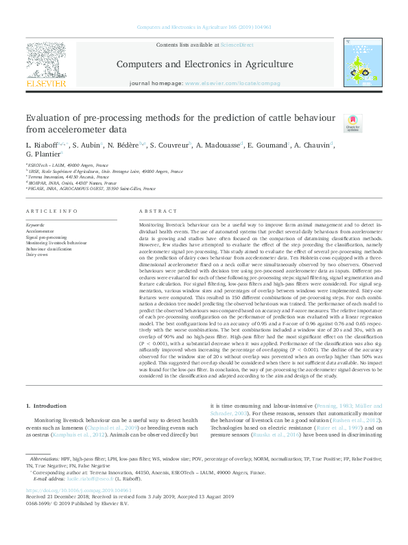 (PDF) Evaluation of pre-processing methods for the prediction of cattle behaviour from ...