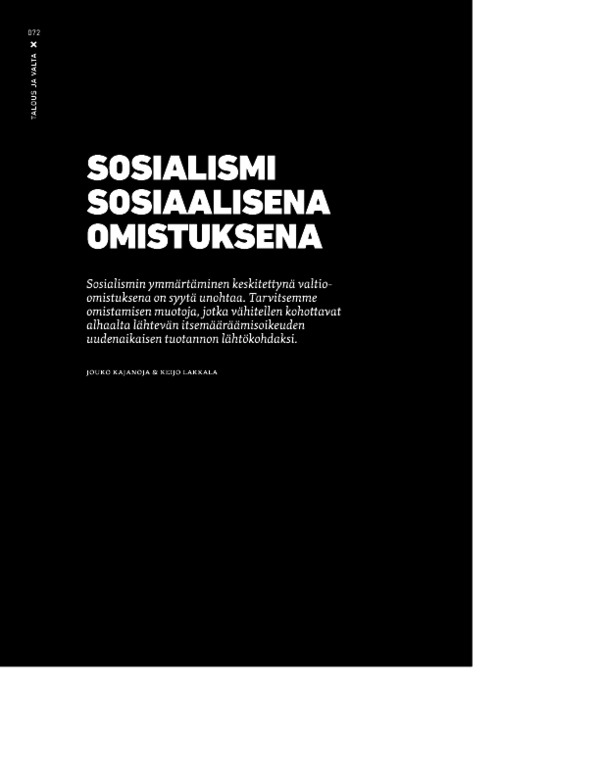 (PDF) Sosialismi sosiaalisena omistuksena