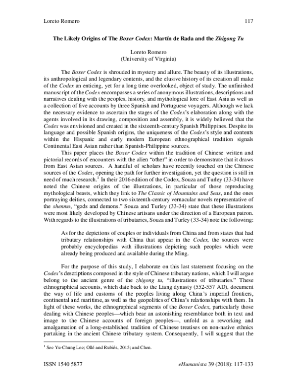 (PDF) The Likely Origins of The Boxer Codex: Martín de Rada and the ...