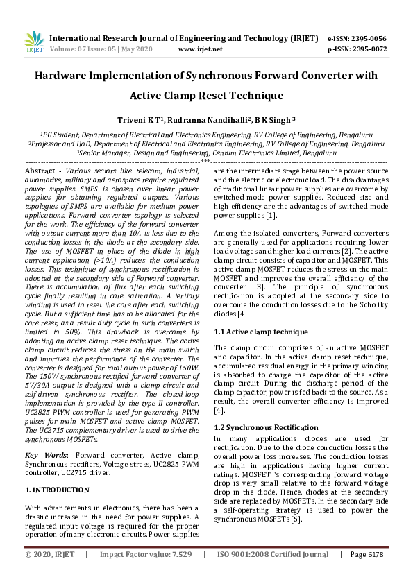 (PDF) Hardware Implementation of Synchronous Forward Converter with ...