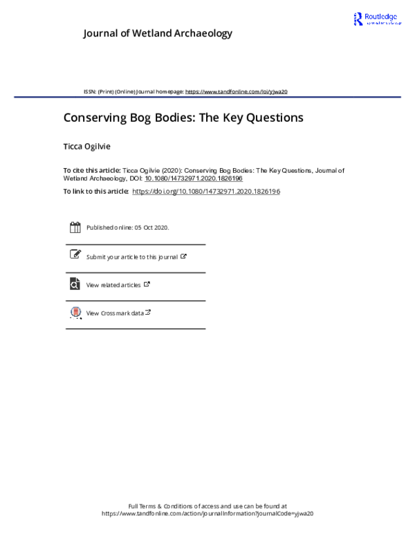 (PDF) Conserving Bog Bodies: The Key Questions