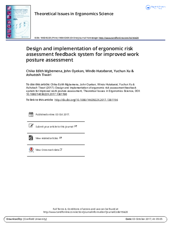 (PDF) Design and implementation of ergonomic risk assessment feedback ...