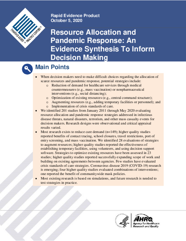 (PDF) Rapid Evidence Product Resource Allocation and Pandemic Response ...