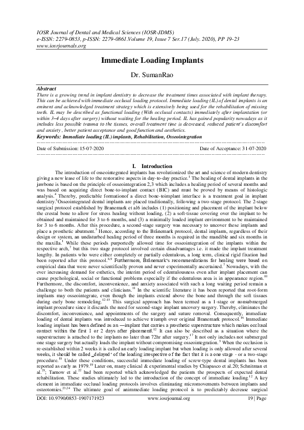 (PDF) Immediate Loading Implants